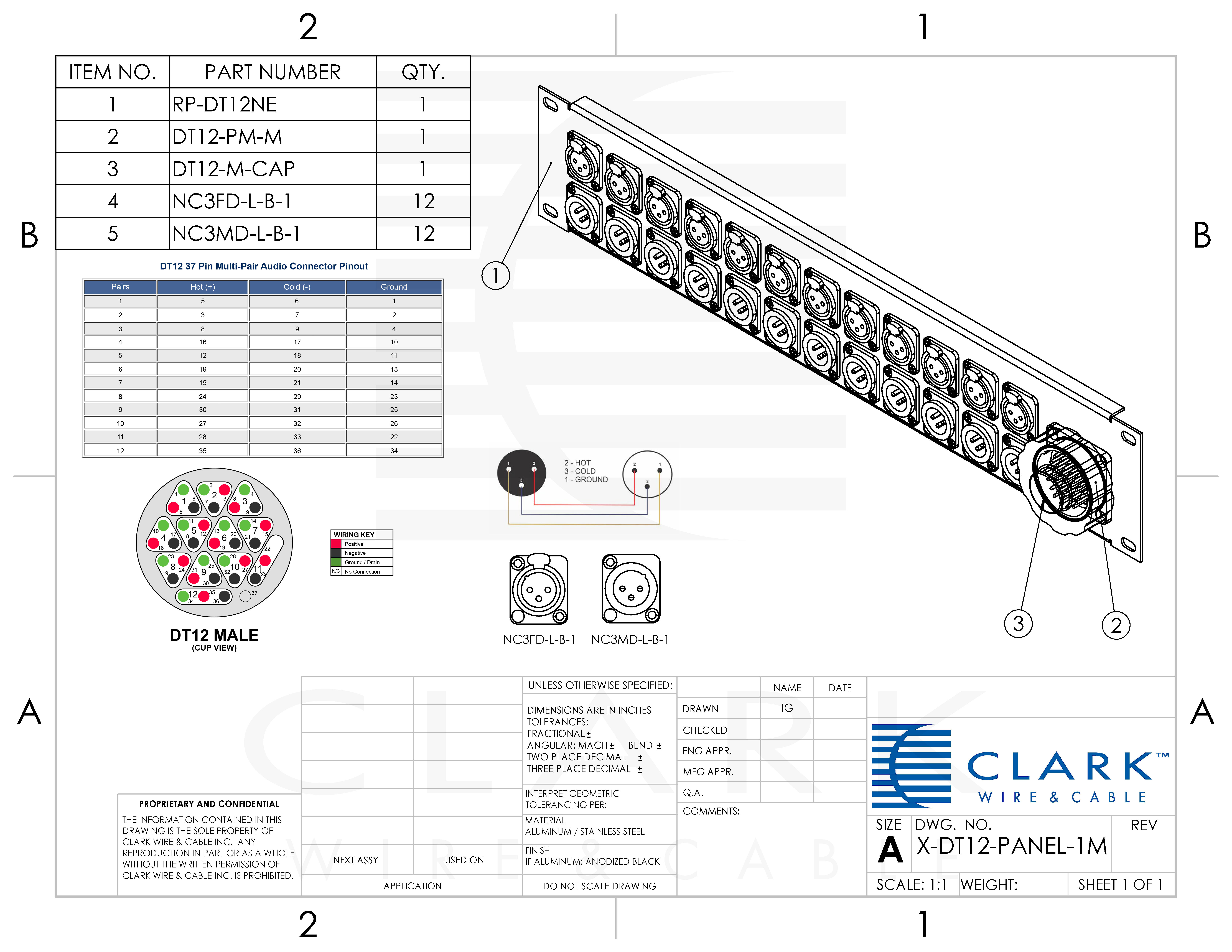 Clark Wire & Cable X-DT12-PANEL-1M • Clark Wire & Cable