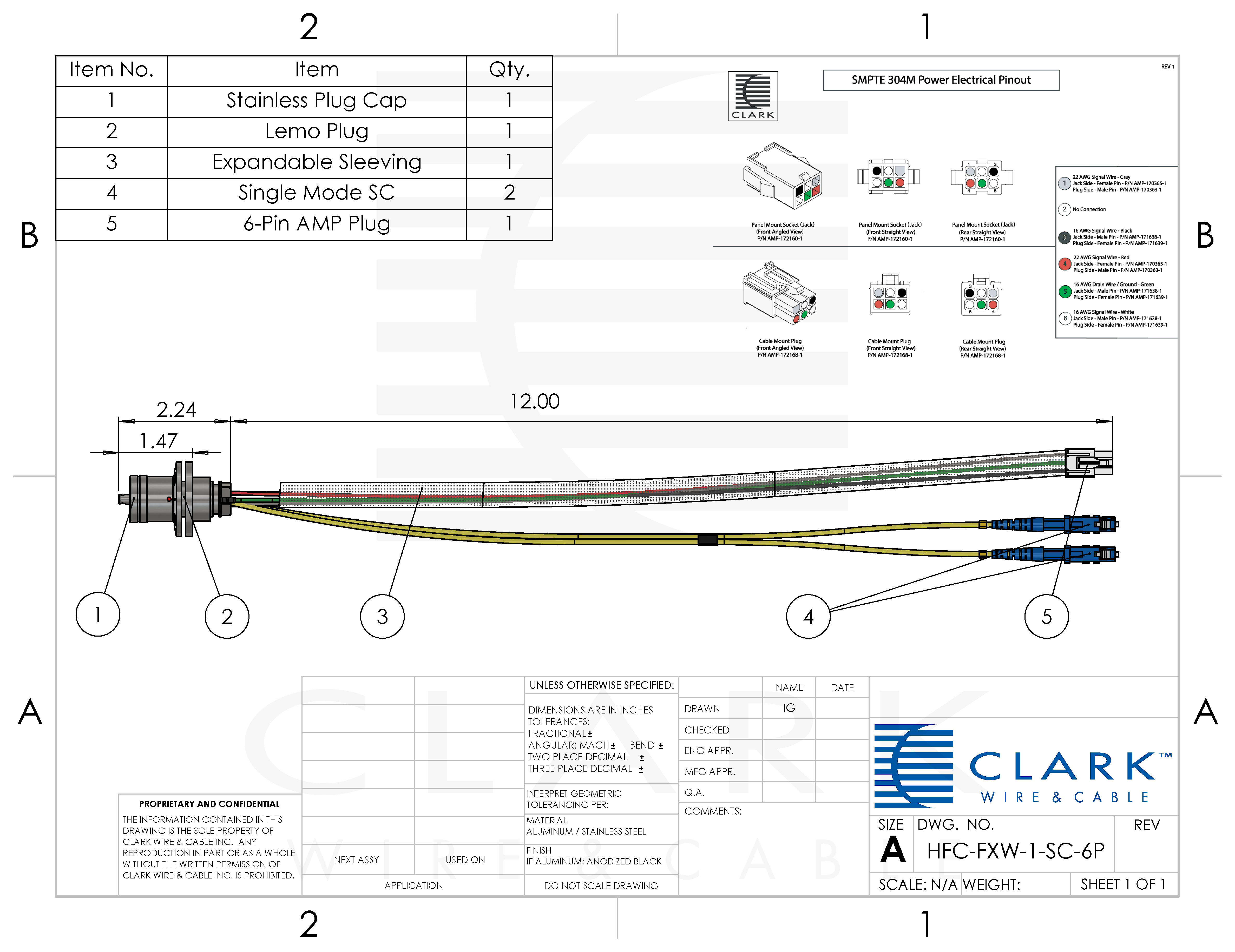 Clark Wire & Cable X-HFC-FXW-1-SC-6P • Clark Wire & Cable